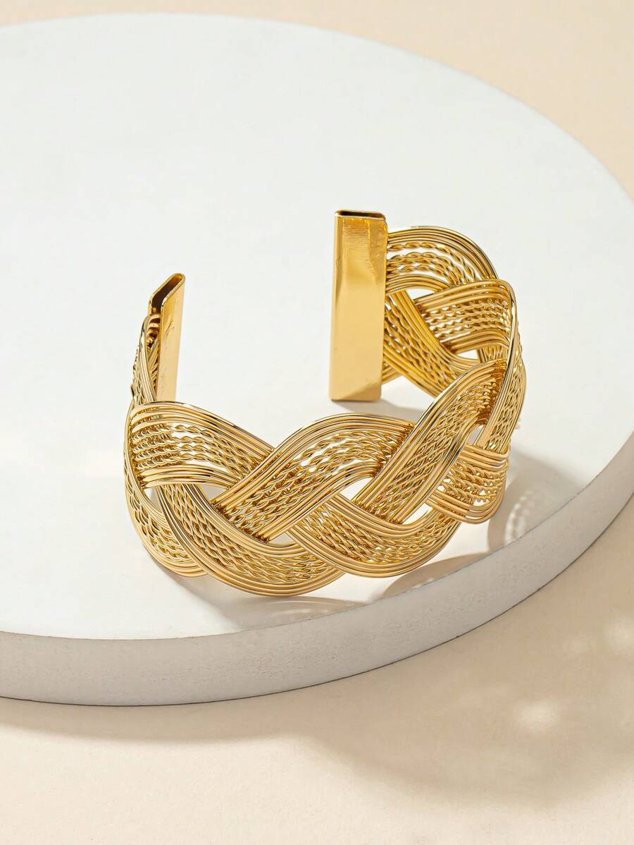 1pc Elegant Luxury Style Open Bangle Bracelet With Wave Design in Color ...
