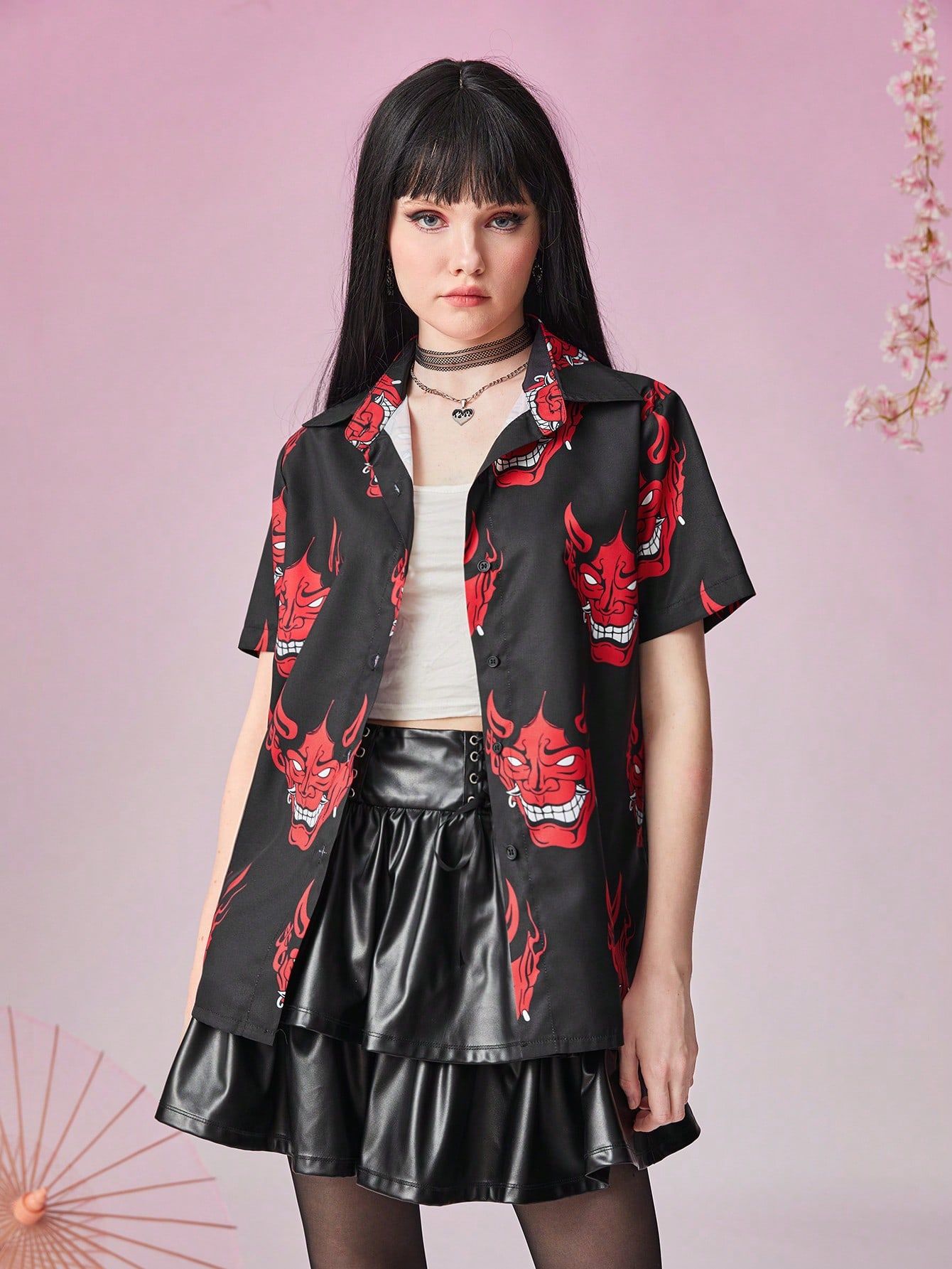 ROMWE Anime Allover Print Button Front Shirt | SHEIN USA