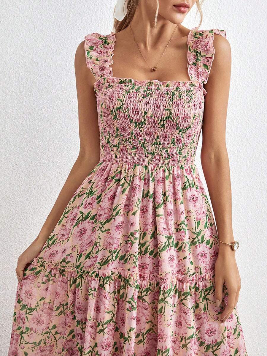SHEIN Frenchy Allover Floral Print Ruffle Hem Dress | SHEIN USA