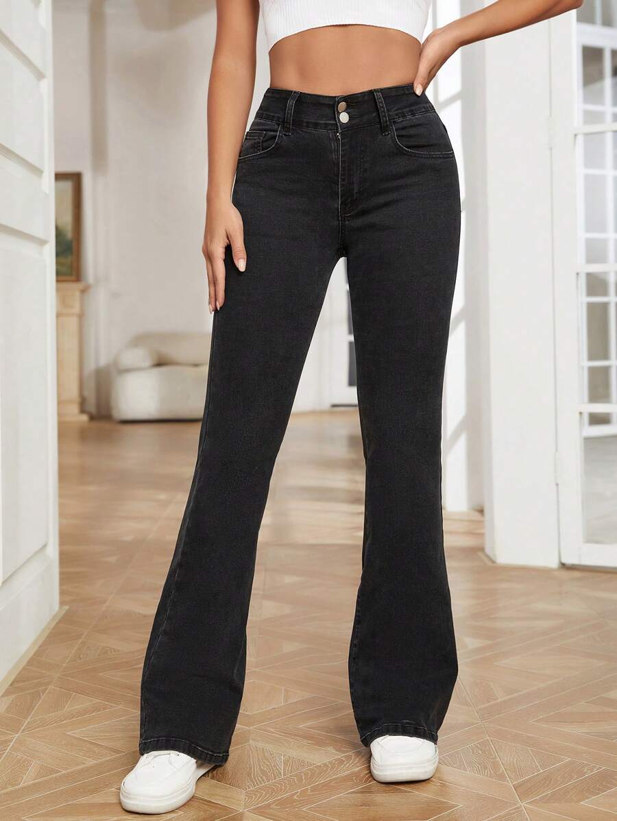 SHEIN EZwear High Waist Flare Leg Jeans | SHEIN USA