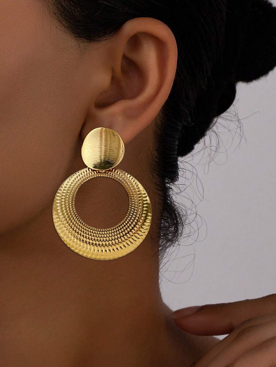 1pair Minimalist Overlapping Geometric Round Statement Earrings | SHEIN USA