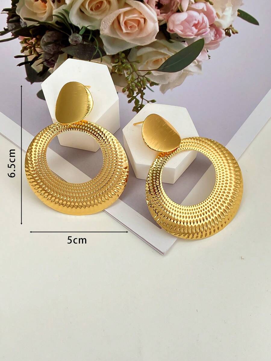 1pair Minimalist Overlapping Geometric Round Statement Earrings | SHEIN USA