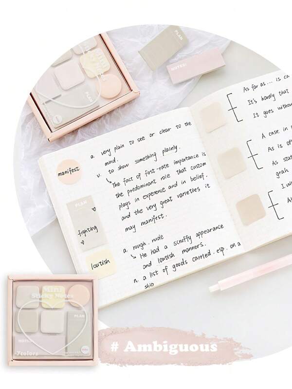 1box Mixed Color Sticky Note, Simple Multi-purpose Easy To Post ...