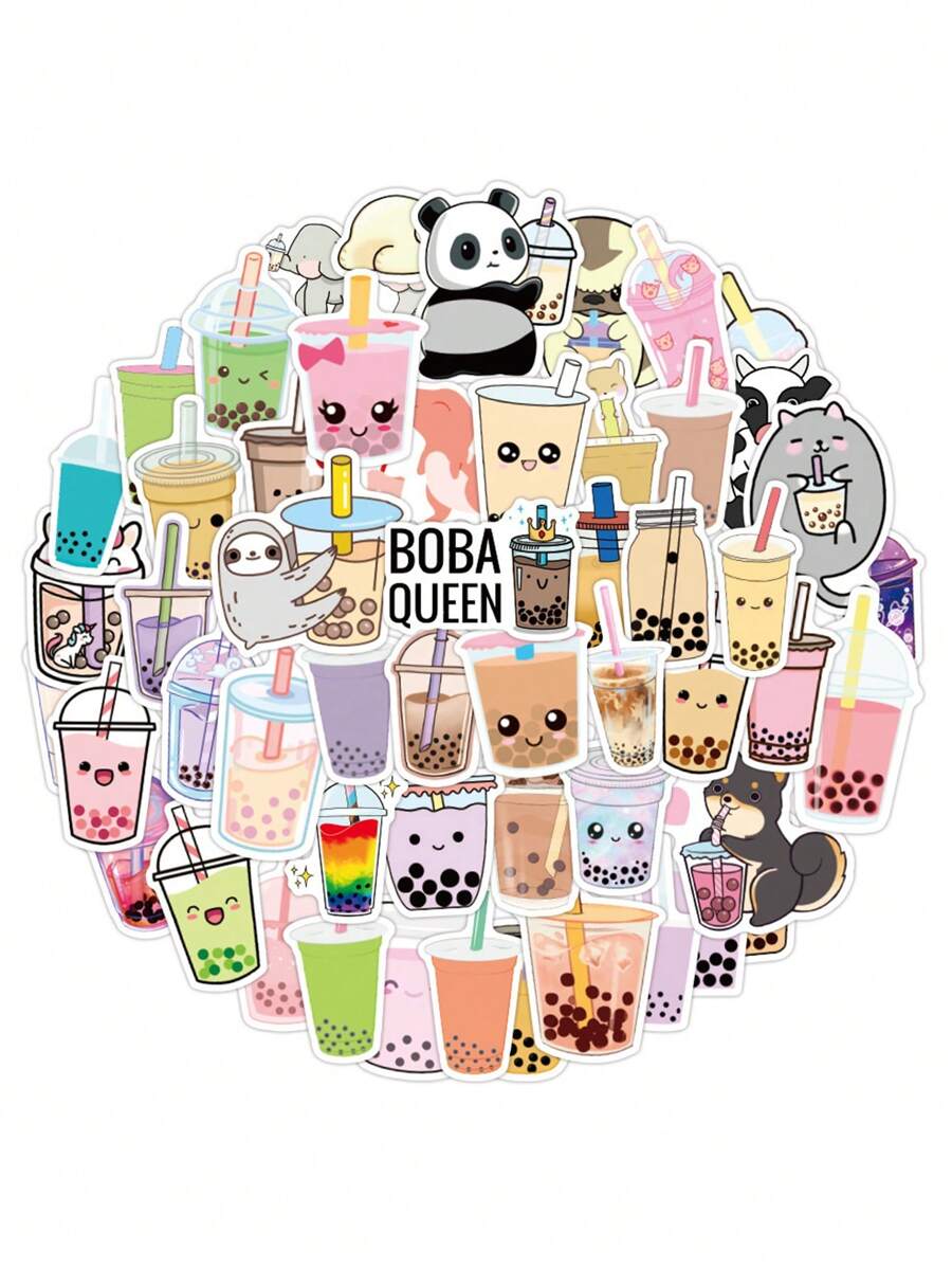 50pcs Cartoon Milk Tea Pattern Assorted Sticker, Cute Multi-purpose ...