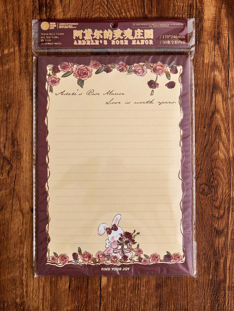 1pc Cartoon Rabbit & Rose Pattern Memo Pad, Cute Portable Note Pad For ...