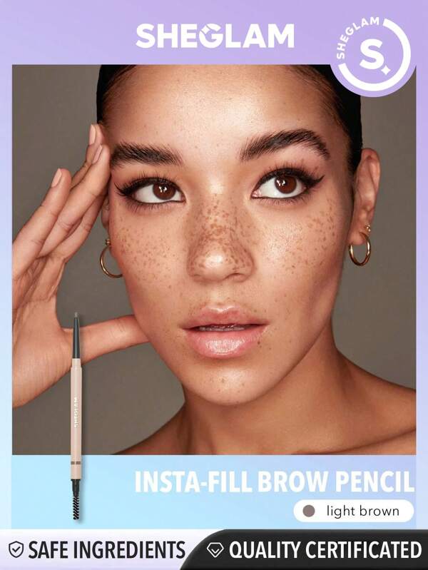 SHEGLAM Insta-fill Brow Pencil-Light Brown Long Lasting Auto Eyebrow Pen Sweatproof Anti-Oil Non ...
