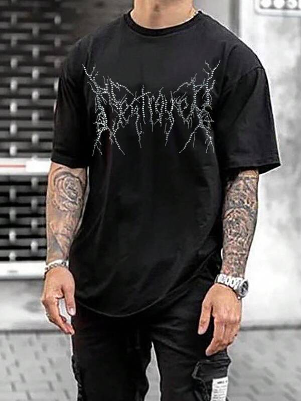 Manfinity EMRG homens Camiseta detalhe de strass | SHEIN Brasil