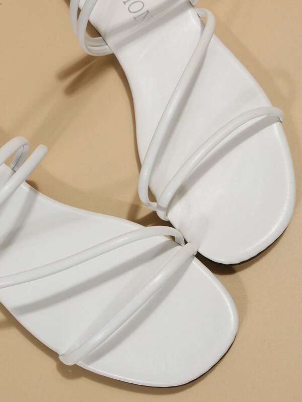 Women Thin Strap Flat Sandals, Elegant White Two Way Wear Sandals | SHEIN USA
