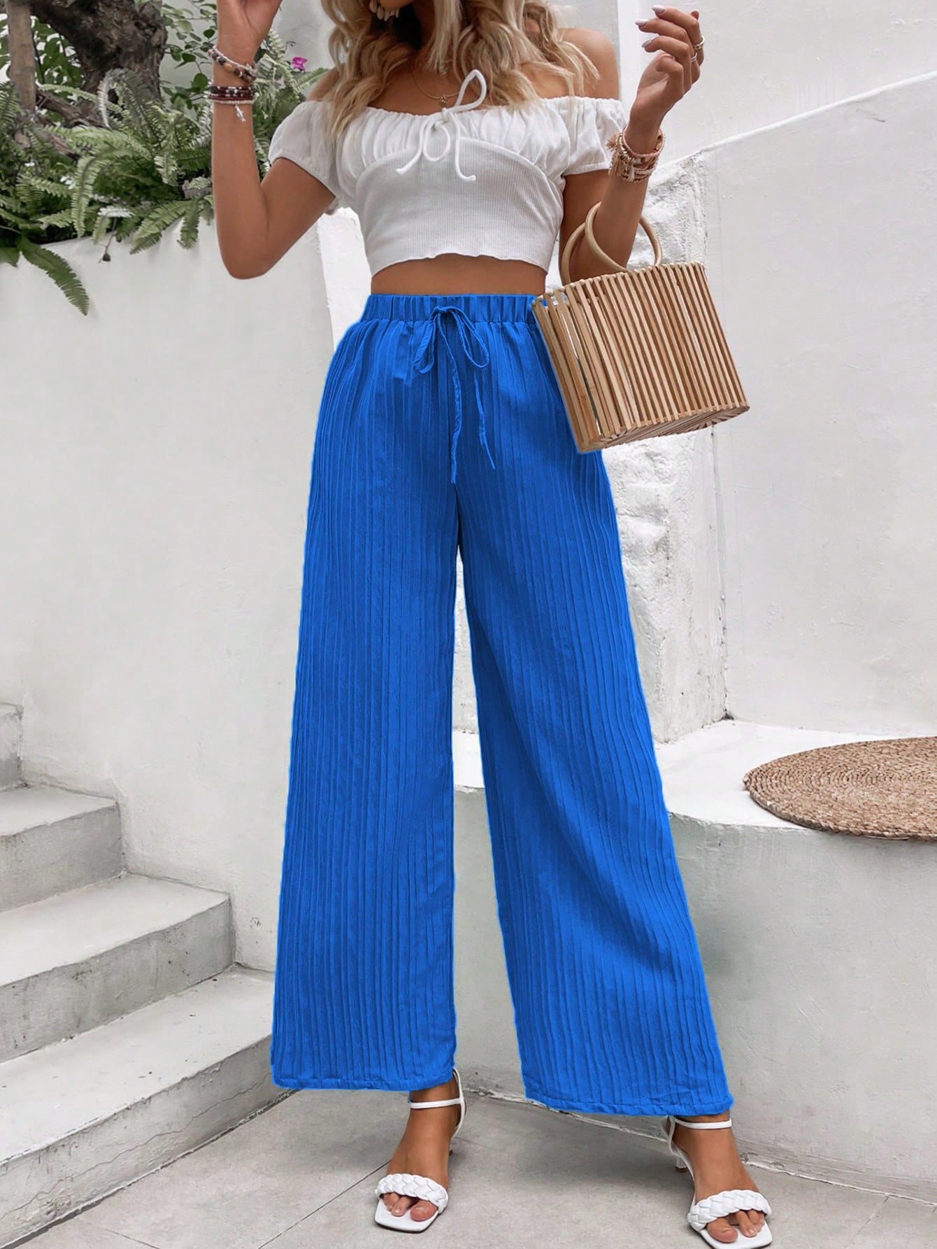 Shein Vcay Hose Mit Weiten Beinen Knoten Vorn Shein Schweiz