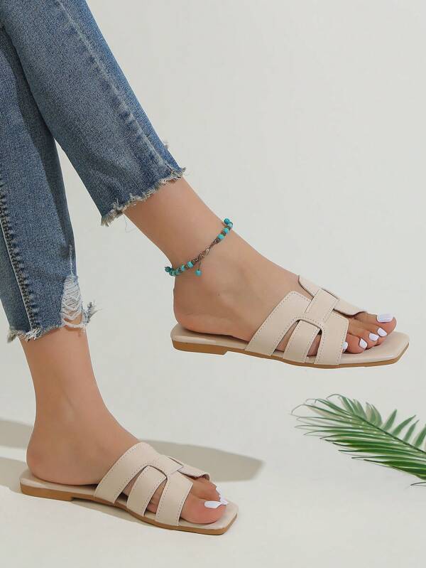 Elegant Slide Sandals For Women, Cut Out Design Flat Sandals | SHEIN USA