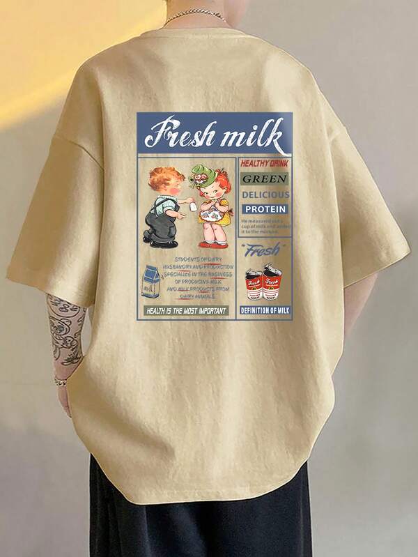 Manfinity EMRG Men Cartoon & Slogan Graphic Drop Shoulder Tee | SHEIN USA