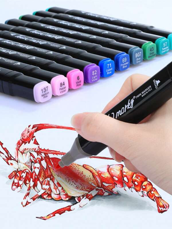 80Pcs Color Markers Alcohol Felt Pen Manga Sketching Markers Dual Brush ...