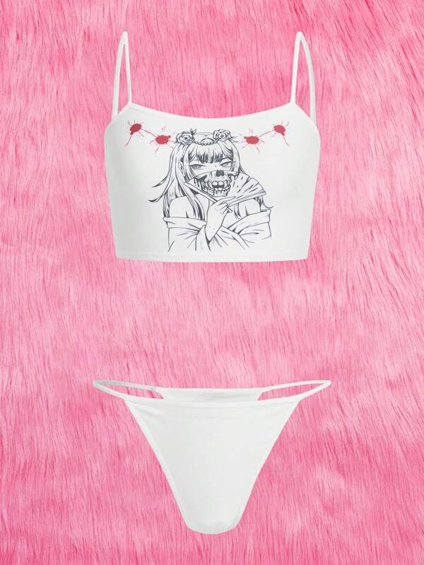 Anime Set de lencería con estampado de figura | Moda de Mujer | SHEIN ...