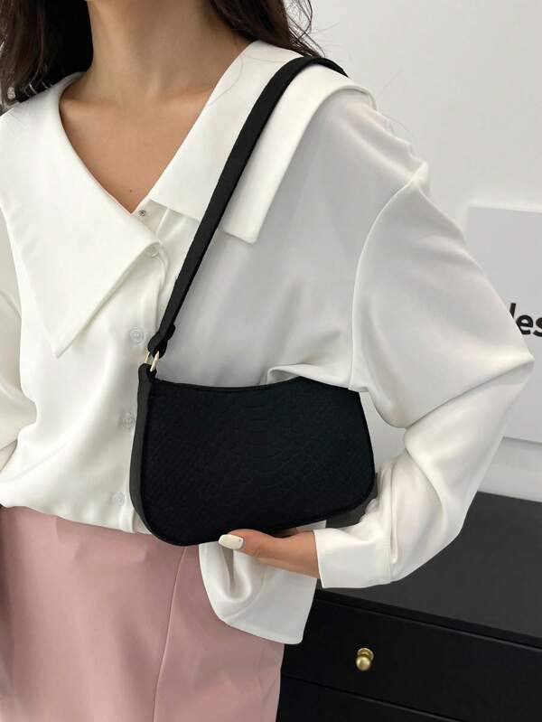 Lightweight,Business Casual Small Hobo Bag Minimalist Black For Teen ...