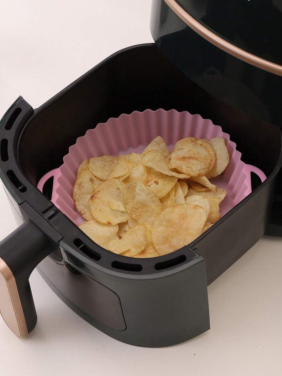 1 pieza Redondo y sencillo pergamino rosa, forro de freidora de aire ...