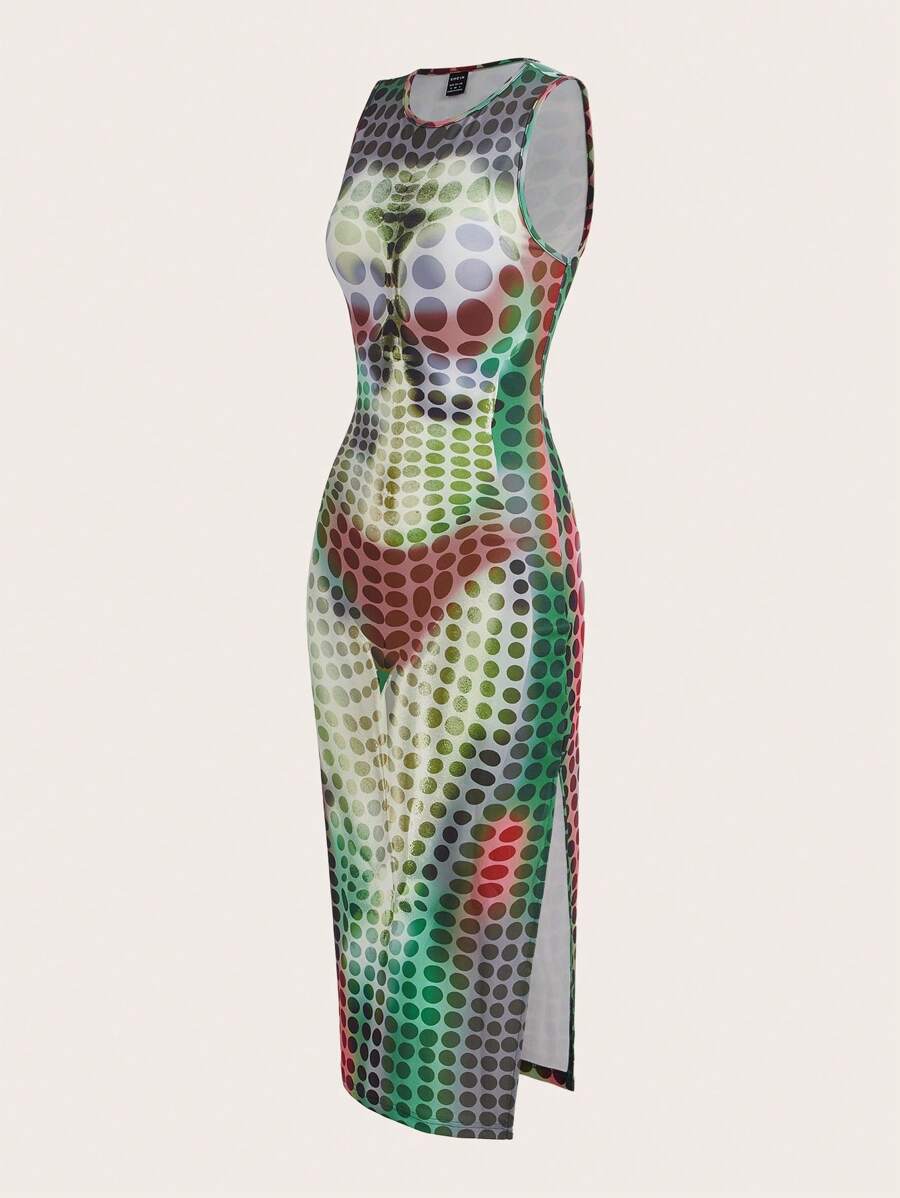 SHEIN ICON Polka Dot & Body Heat Map Print Bodycon Dress | SHEIN USA