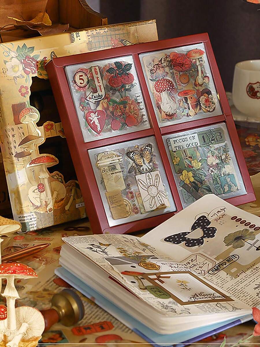 1box Mixed Pattern Assorted Sticker, Vintage Multi-purpose Sticker For ...