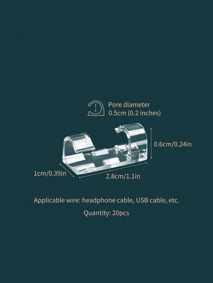 20pcs Clear Cable Management Clips - Adhesive Cable Organizers for TV ...