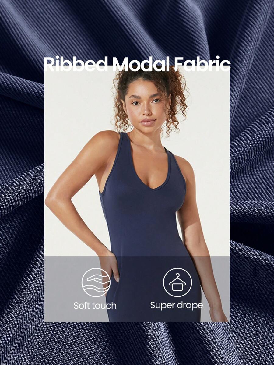 GLOWMODE Ribbed Modal Goddess Activewear Maxi Dress | SHEIN USA