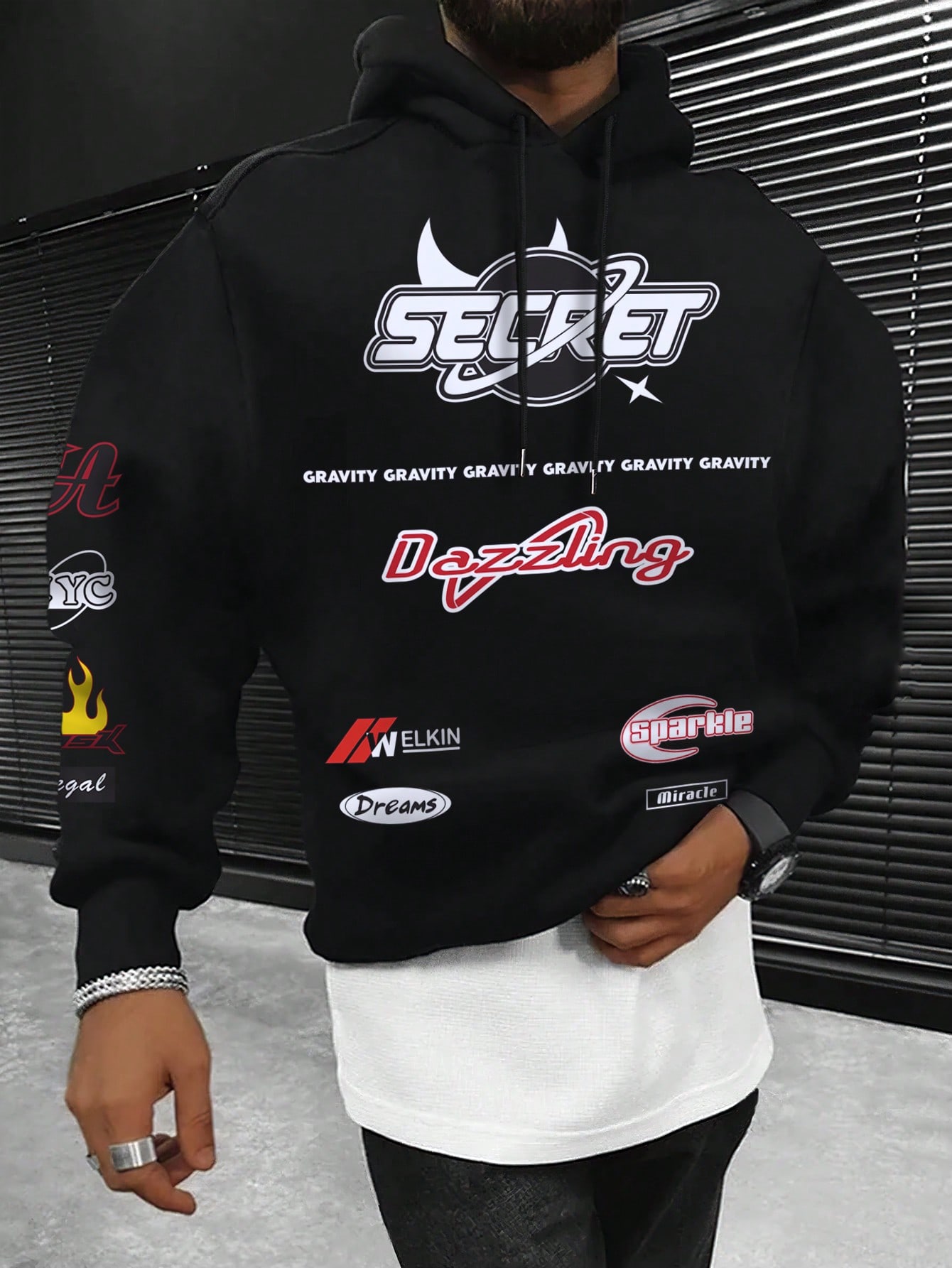 Manfinity EMRG Men Letter Graphic Thermal Lined Drawstring Hoodie | SHEIN EUQS