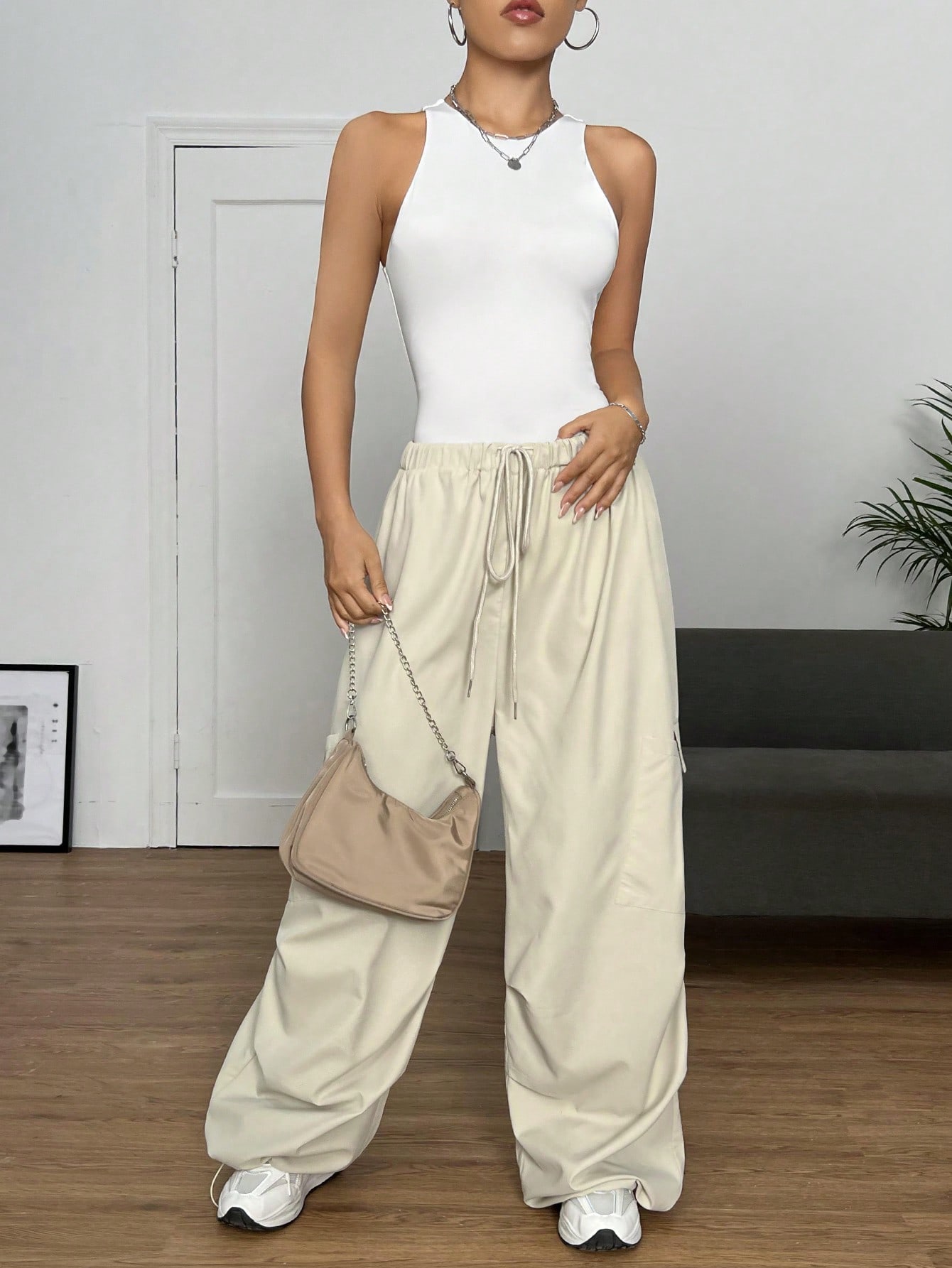 Shein Ezwear Solid Ribbed Knit Tank Bodysuit Shein Usa