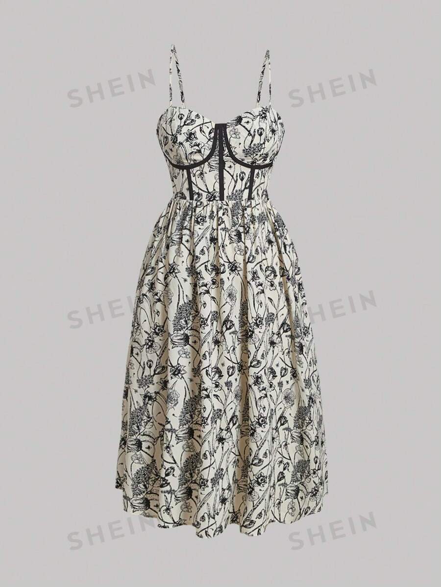 SHEIN MOD Vestido Estructurado Tipo Cami Con Estampado Floral, Estilo ...