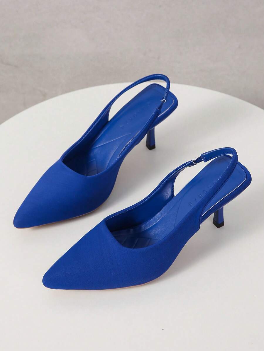 Women Minimalist Slingback Pumps, Lycra Point Toe Stiletto Heeled Funky ...