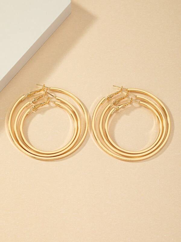 3pairs Minimalist & Personalized & Exaggerated & Style Large Circle ...