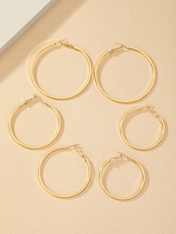 3pairs Minimalist & Personalized & Exaggerated & Style Large Circle ...