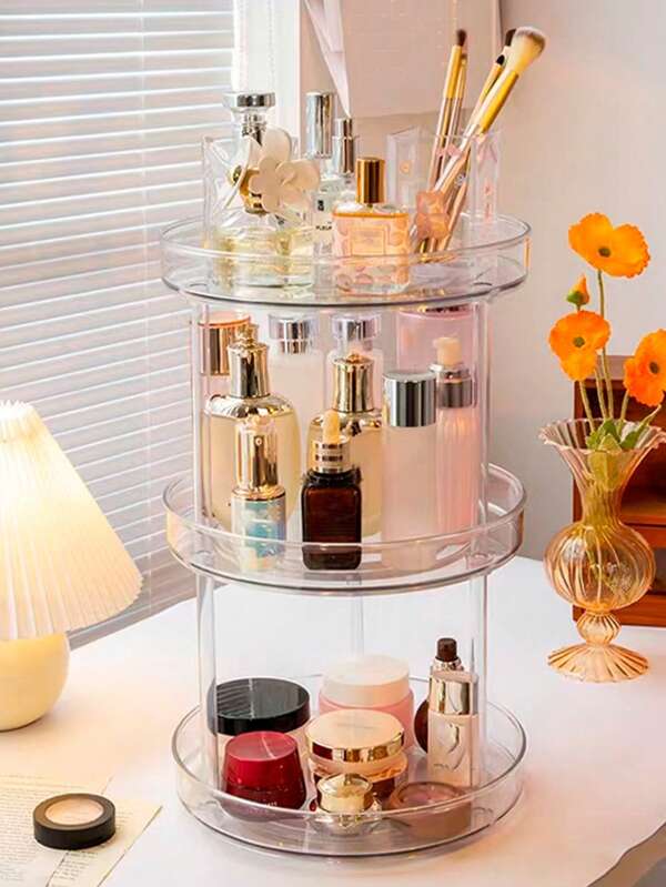Transparent Rotating Multi-layer Desktop Cosmetic Storage Shelf ...