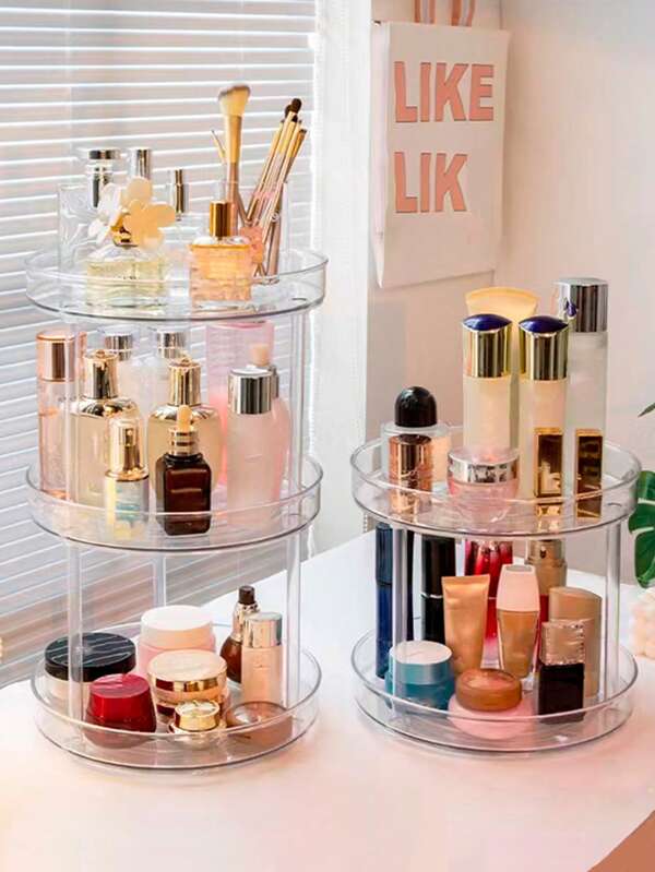 Transparent Rotating Multi-layer Desktop Cosmetic Storage Shelf ...