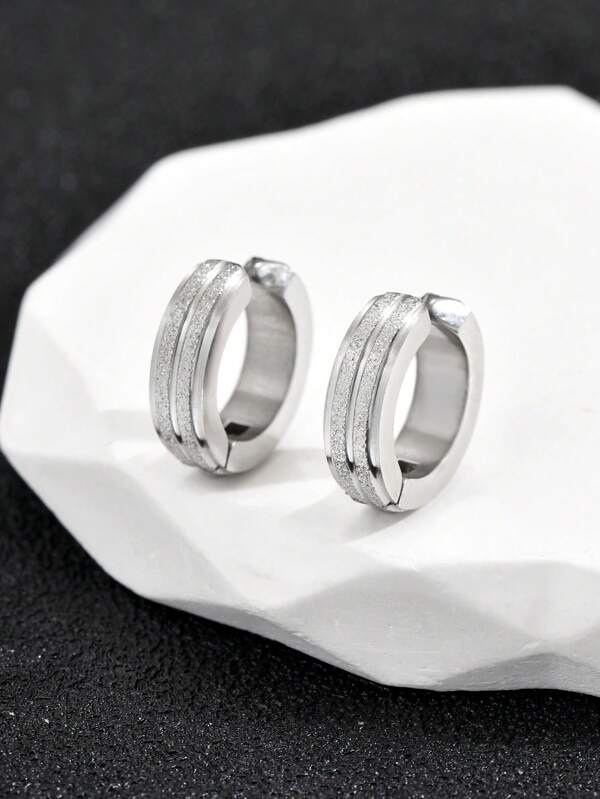 1pair Fashionable Metallic Detail Ear Cuffs For Men For Daily ...