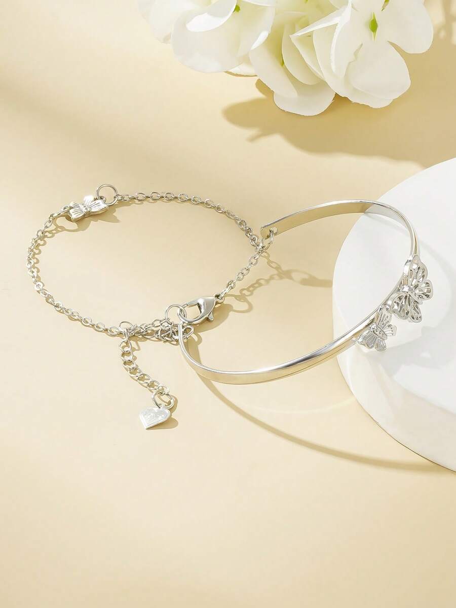 Butterfly Decor Layered Chain Bracelet | SHEIN USA