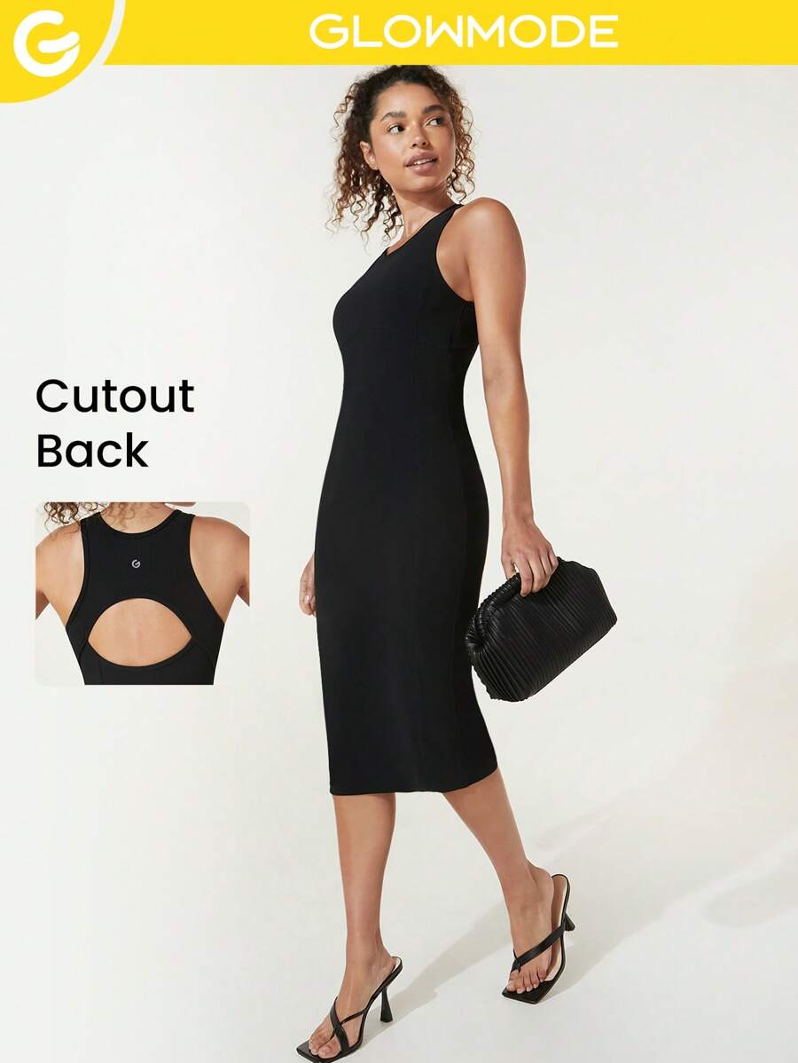 GLOWMODE Flex Form Ribbed Active Wrap Midi Dress | SHEIN USA