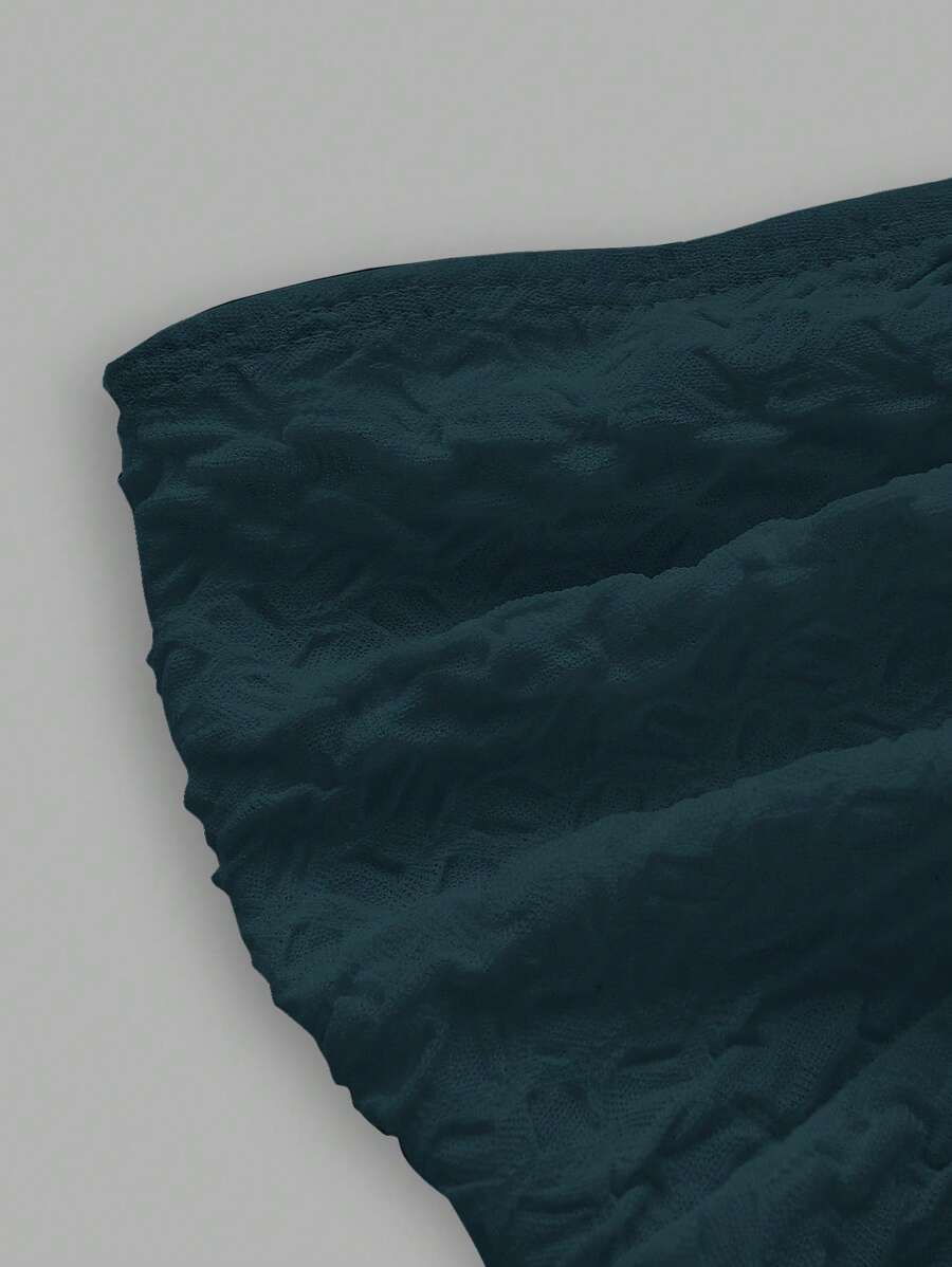 SHEIN ICON Twist Front Lettuce Trim Split Hem Tube Crop Women Tops ...