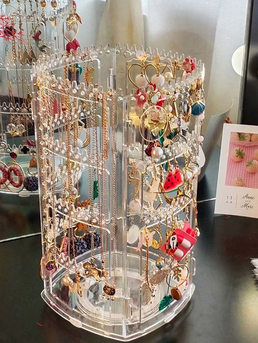 1pc Simple Style Rotating Jewelry Display Stand For Earrings & Ear ...