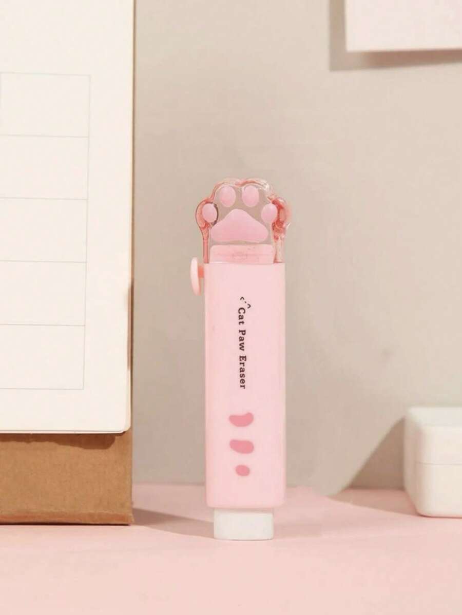 1pc Cat Paw Design Pull-push Eraser, Cute Portable Eraser For Student ...