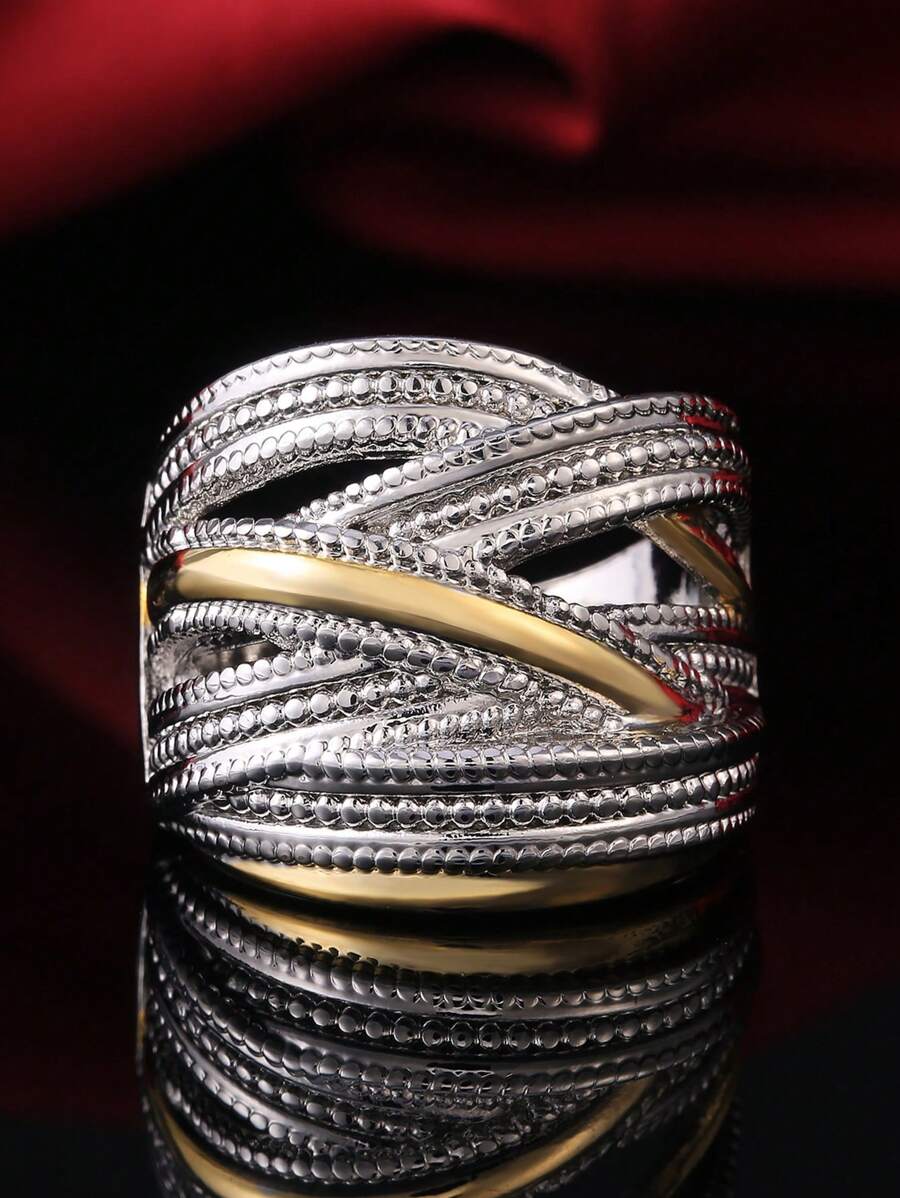 1pc Fashionable Criss Cross Layered Ring For Women For Valentine's Day ...