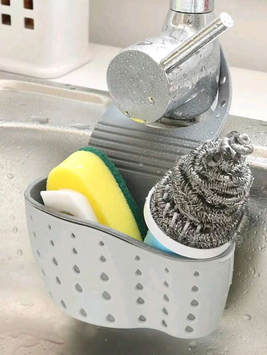 1pc TPR Faucet Rack, Modern Two Tone Sponge Holder For Kitchen Sink ...