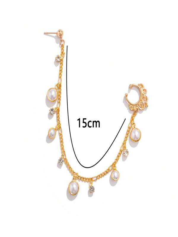1pc Funky Rhinestone & Faux Pearl Charm Nose Ring For Women For Daily ...