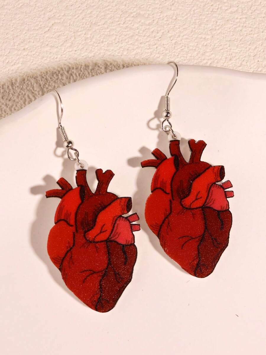 1pair Fashion Pmma Minimalist Heart Design Drop Earrings For Men Women