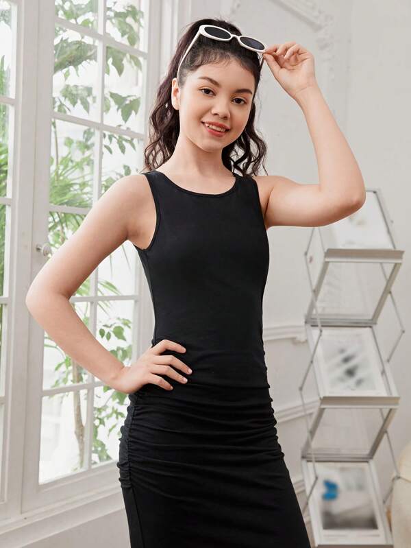 SHEIN Teen Girls Solid Ruched Side Bodycon Dress | SHEIN EUR