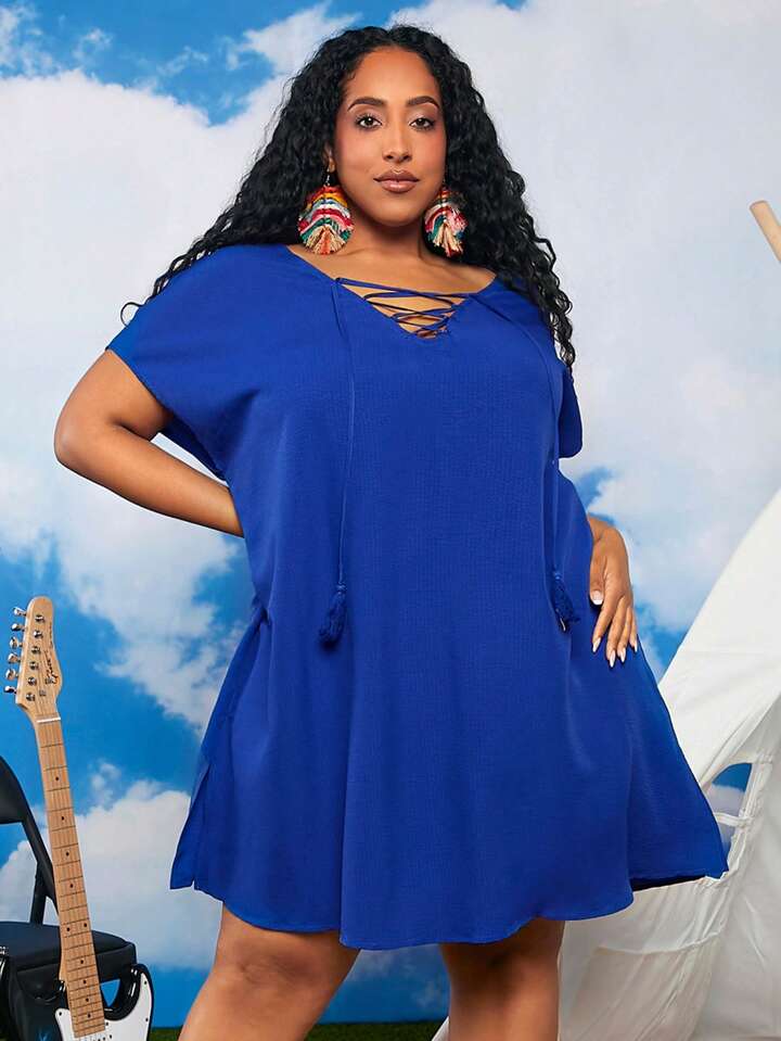 Royal Blue Casual Dress Plus Size