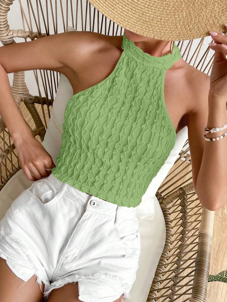 SHEIN VCAY Solid Halter Top | SHEIN USA