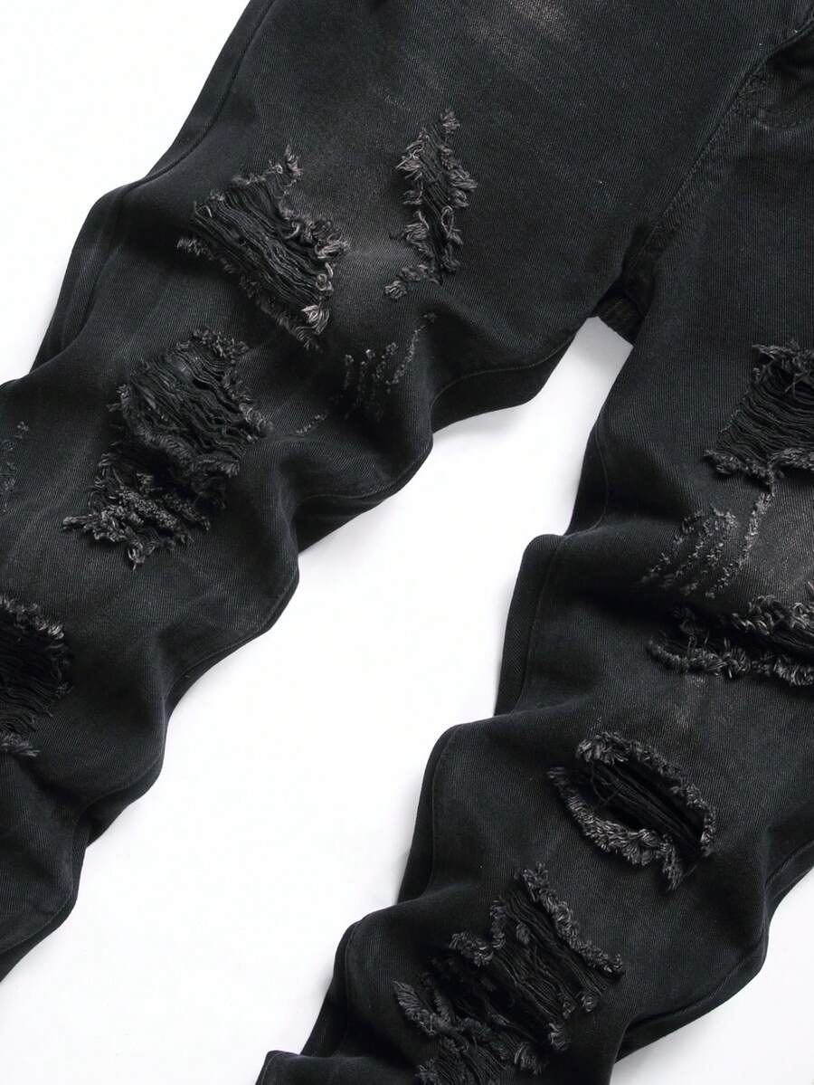 Men Cotton Ripped Frayed Cat Scratch Skinny Jeans | SHEIN USA