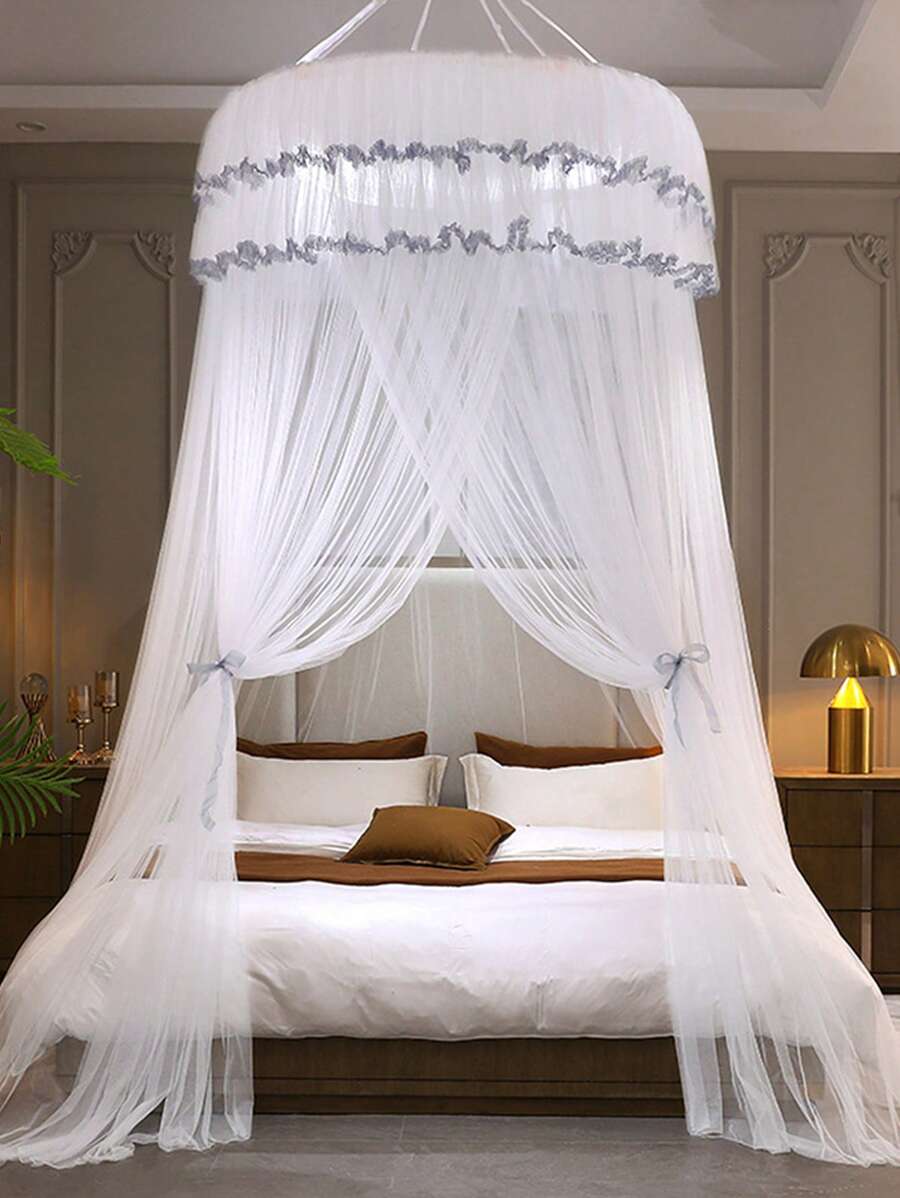 1pc White Mosquito Net, Simple White Polyester Bed Mosquito Net For ...