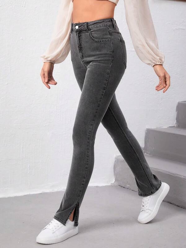 Split Hem Skinny Jeans | SHEIN USA