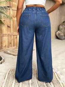 SHEIN Unity Plus Drawstring Waist Wide Leg Jeans | SHEIN USA
