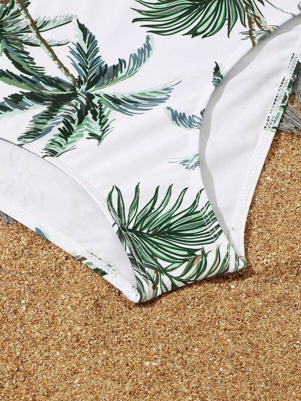 Girls Tropical Print Bikini Swimsuit With Kimono Shein Usa