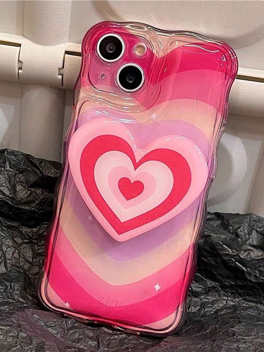 Heart Pattern Phone Case With Stand-Out Holder | SHEIN USA
